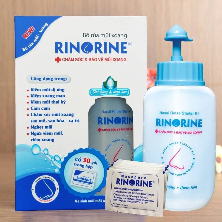 Bình rửa mũi Rinorine 30 gói muối