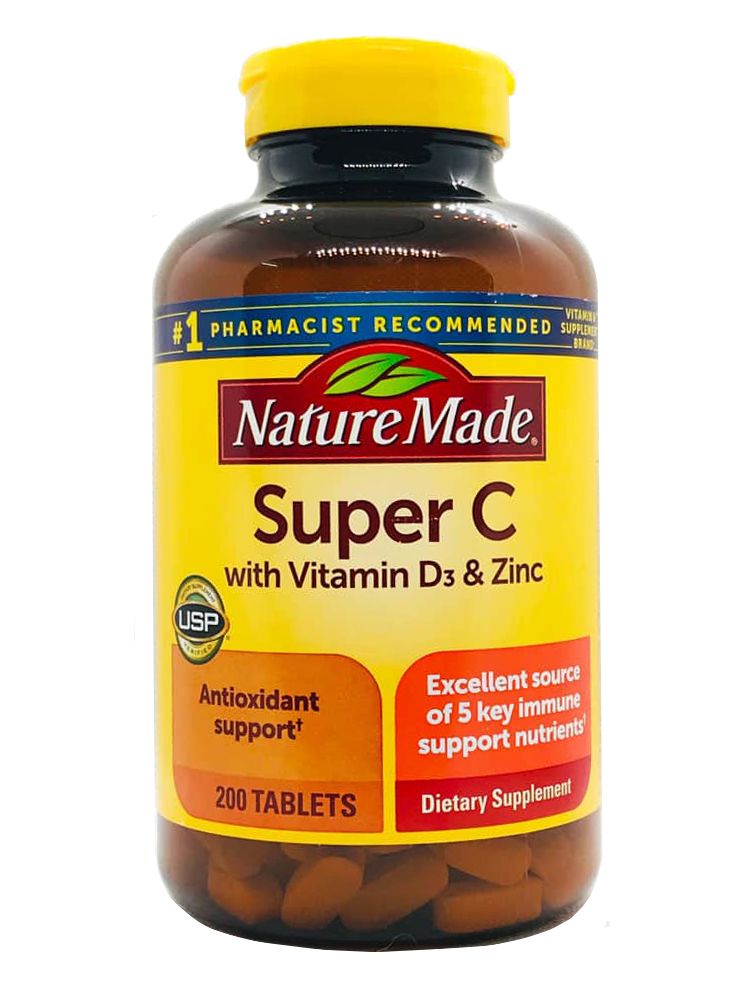 Viên uống Nature Made Super C With Vitamin D3 & Zinc, 200 viên - Nhà ...