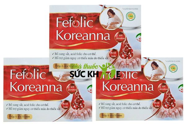 Fefolic Koreanna bổ sung sắt cho trẻ em trên 10 tuổi, bà bầu