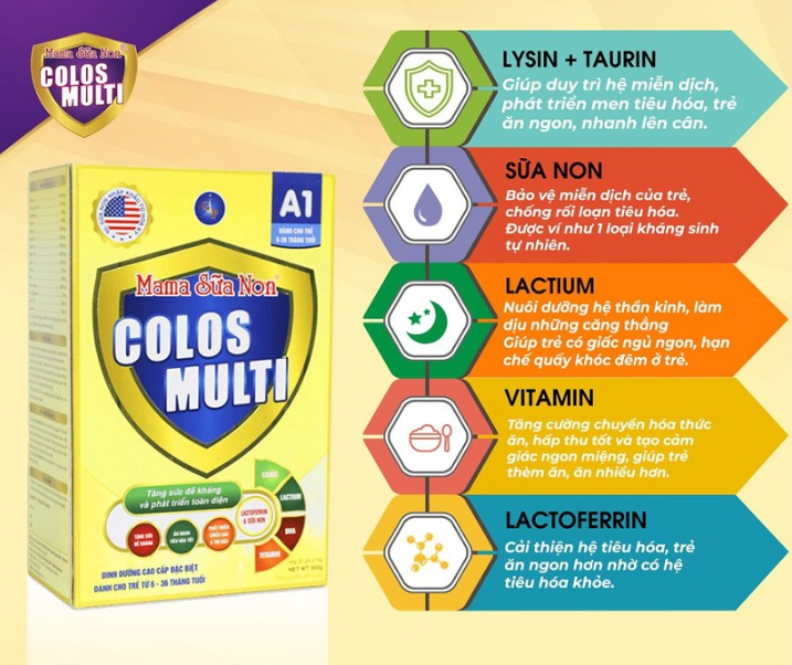 Mama sữa non Colos Multi A1 cho trẻ hấp thu kém