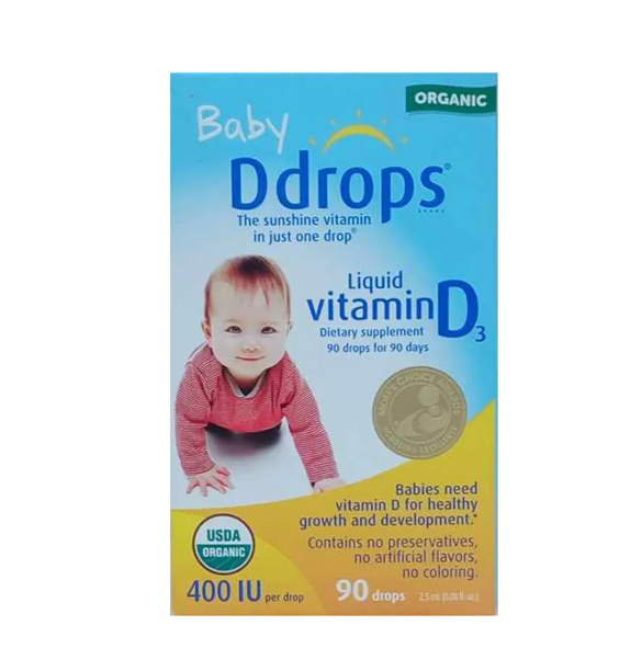 Baby Ddrops Vitamin D3 bổ sung Vitamin D3 cho trẻ sơ sinh của Mỹ