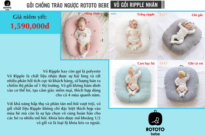 Gối chống trào ngược cho bé Rototo Bebe Hàn Quốc
