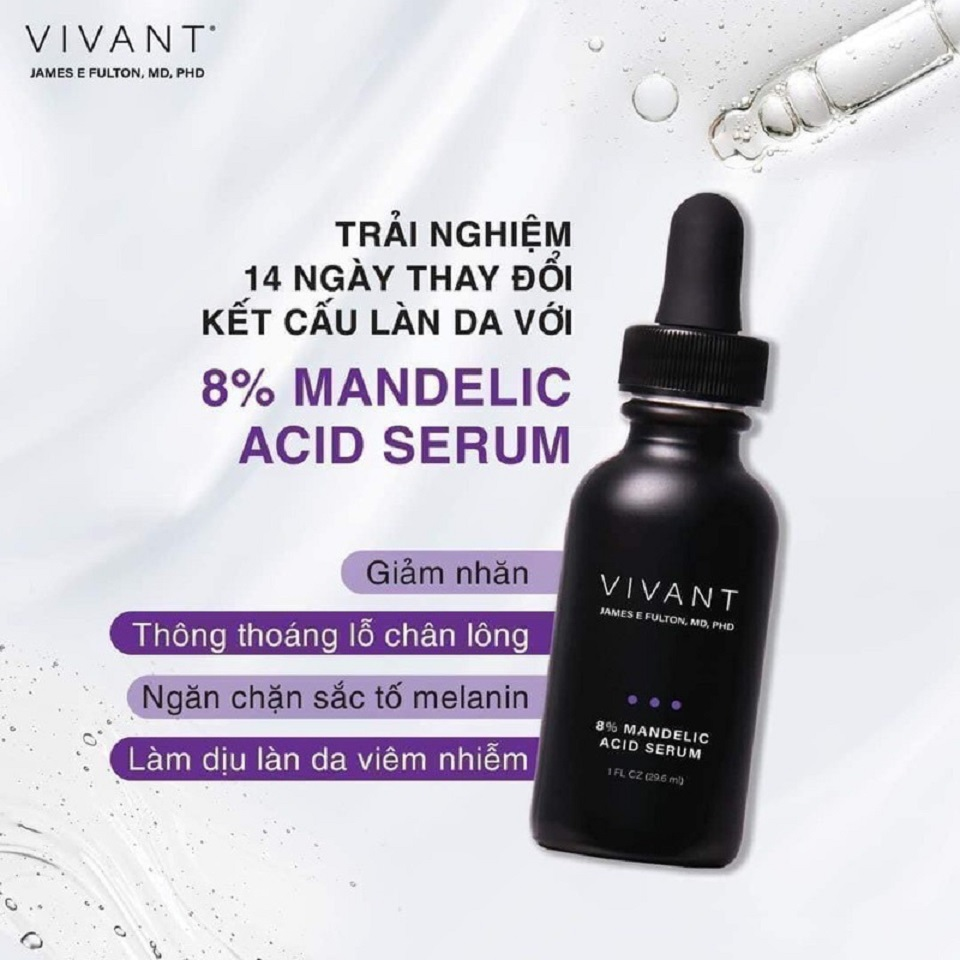 Serum hỗ trợ trẻ hóa da Vivant 8% Mandelic Acid 3-In-1 Serum