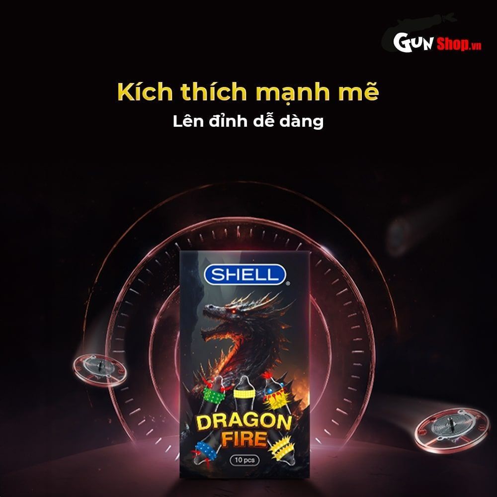 Bao cao su Shell Dragon Fire Hộp 5 bao gai bi nổi lớn 5 bao She