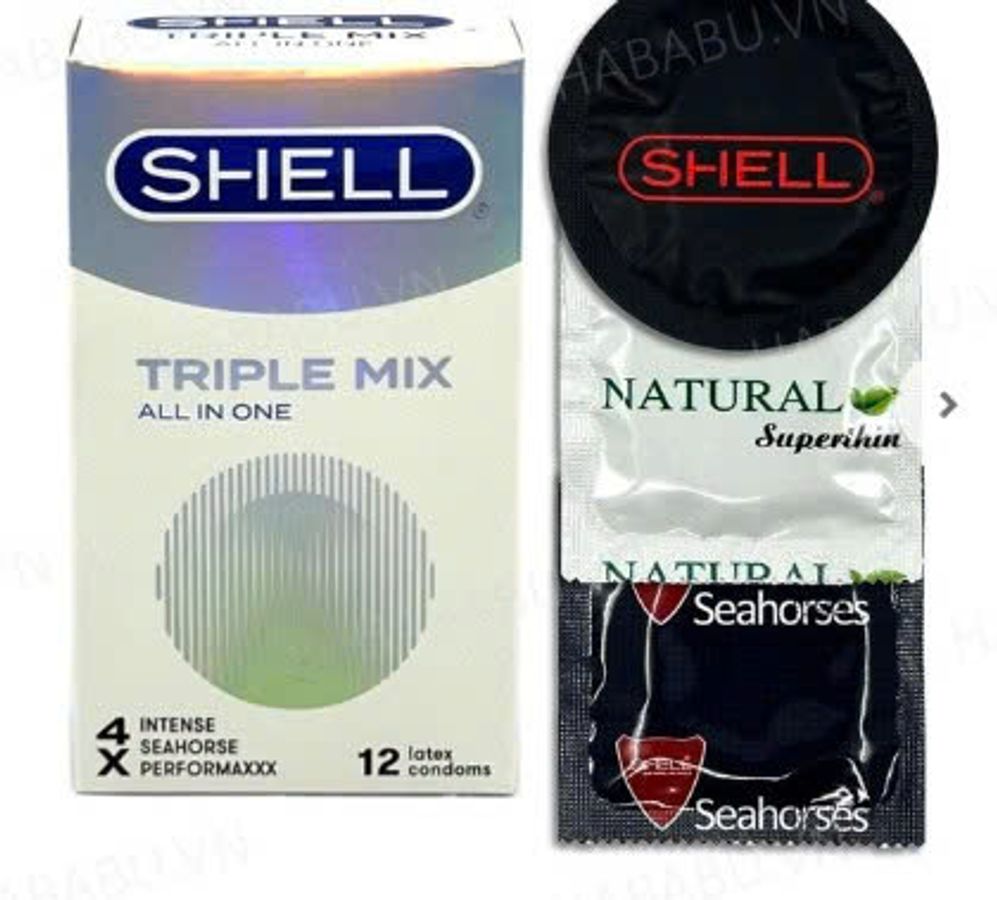 Bao cao su Shell Triple Mix hộp 12 chiếc kéo dài thời gian chính