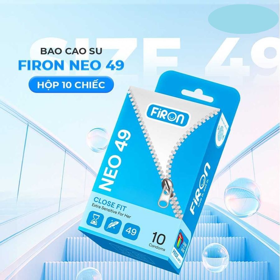 Bao cao su Firon Neo 49 Size 49mm, siêu mỏng, kéo dài thời gian