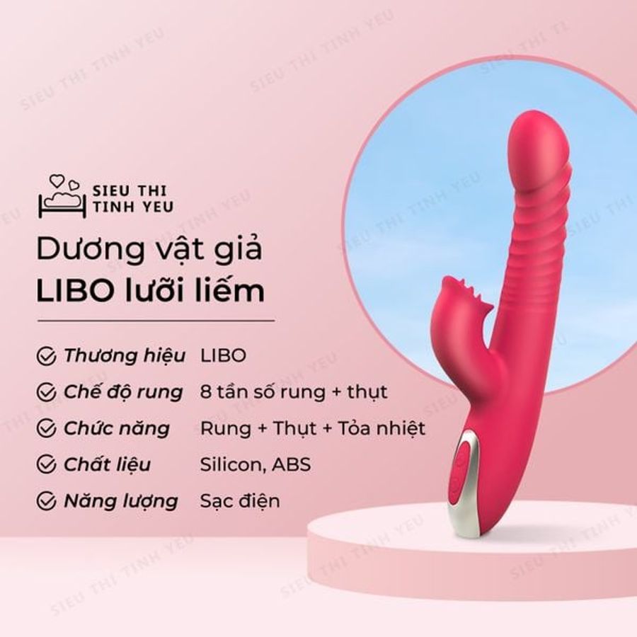 Dương vật giả cao cấp Libo lưỡi liếm 8 chế độ rung thụt tỏa nhiệt
